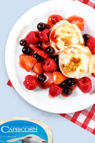 Caramelised Capricorn goats' cheese with soft fruit recipe