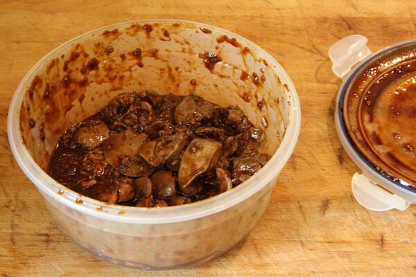 Chicken livers, grilled Chinese style a Chinese recipe