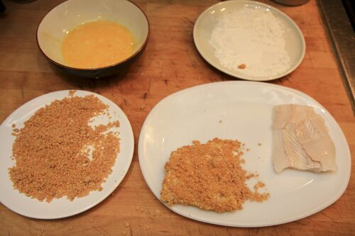 Baked hake with crispy cashew and sweetcorn coating - recipe