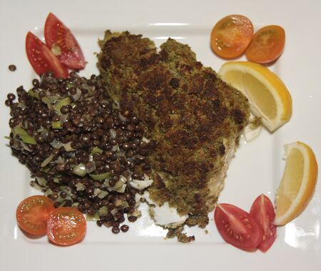 Baked cod with a pesto and Parmesan crust recipe