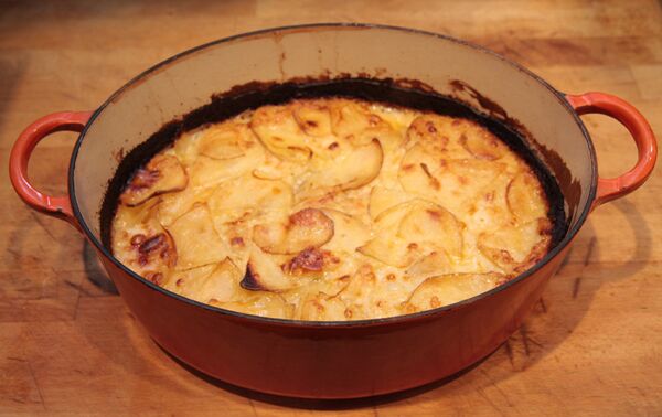 Onion, bacon and potato hotpot a cheese recipe